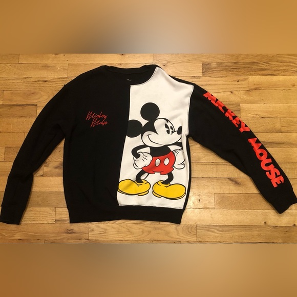 Disney | Tops | Disney Mickey Mouse Half Black Half White Crewneck ...